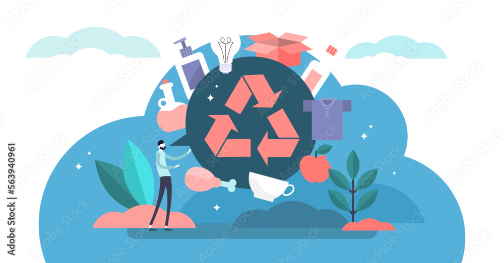 Recycle illustration, transparent background. Flat tiny products second ...