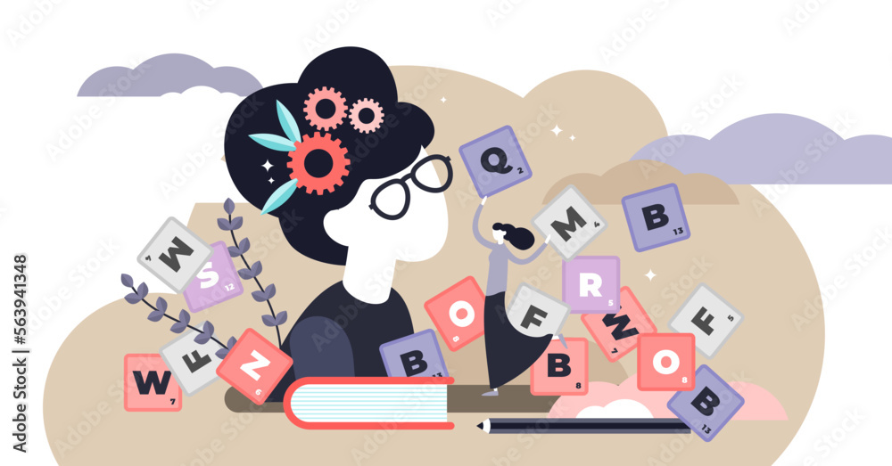 Vocabulary illustration, transparent background. Flat tiny words ...