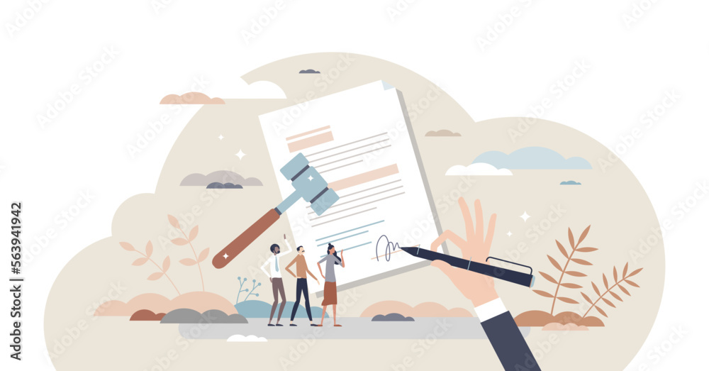 Employment law agreement and labor legislation document tiny person ...