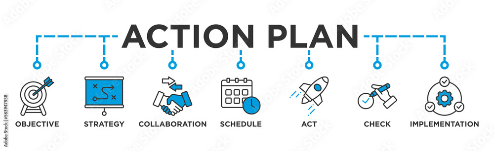 Action plan banner web icon vector illustration concept with icon of ...