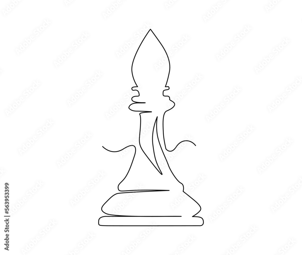 Continuous one line drawing of chess bishop. Simple loper or bishop ...