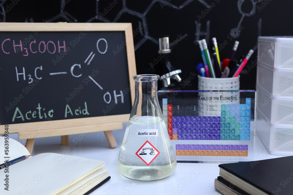 acetic acid and symbol structural formula chemical Stock Photo | Adobe ...