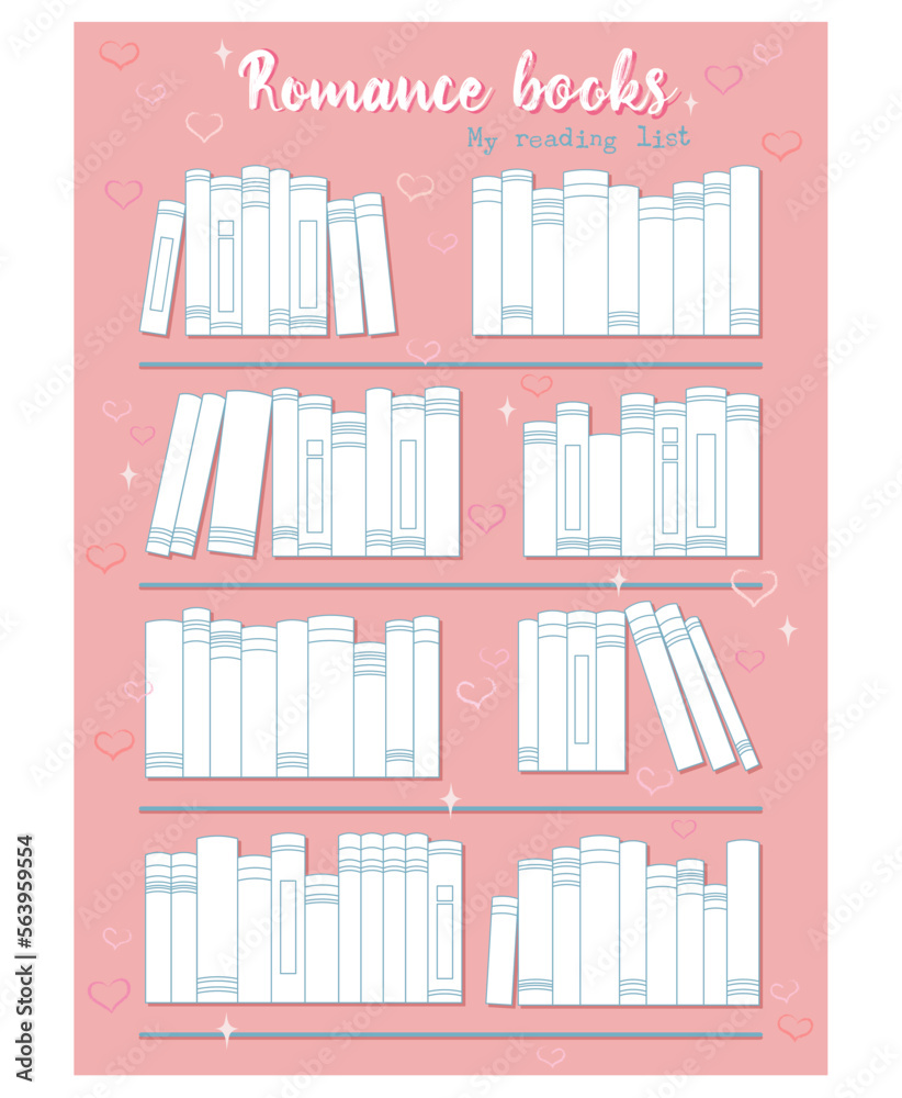 Romance Printable To Read List and hearts around, Book Tracker, Bullet ...
