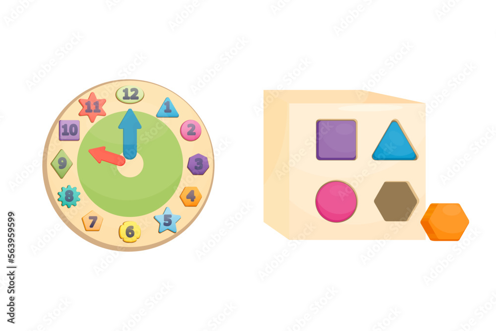 Illustration of children's educational games, clocks for learning time ...