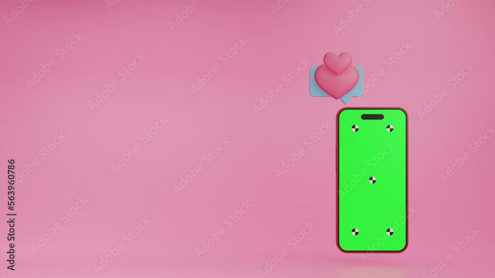 3D motion and animation smart phone icon with green screen on and text ...
