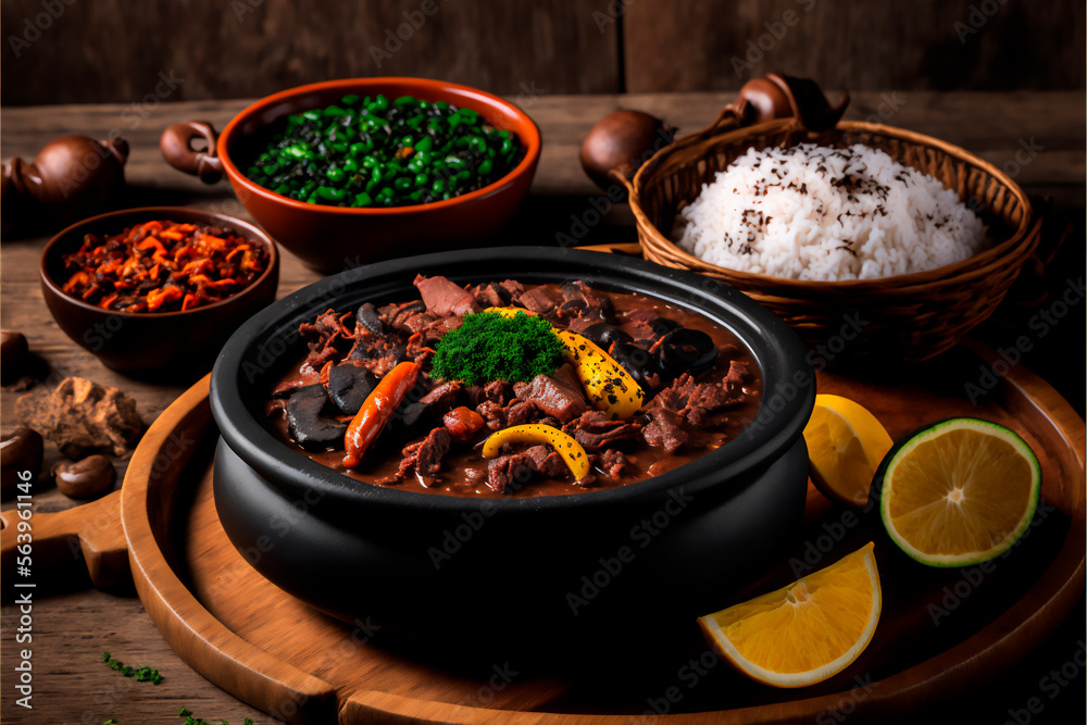 feijoada traditional brazilian food, with typical side dishes Stock ...
