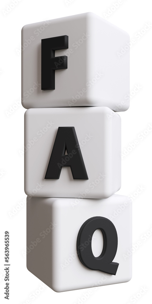 Three cubes with Q and A on transparent background. FAQ Concepts, Q and ...