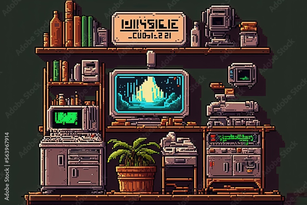 Pixel art science lab, chemistry lab, background in retro style for 8 ...