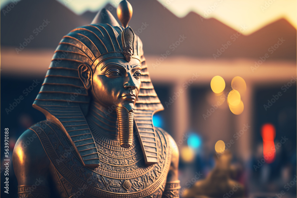 Pharaoh ruler statue illustration, ancient egyptian king sculpture ...