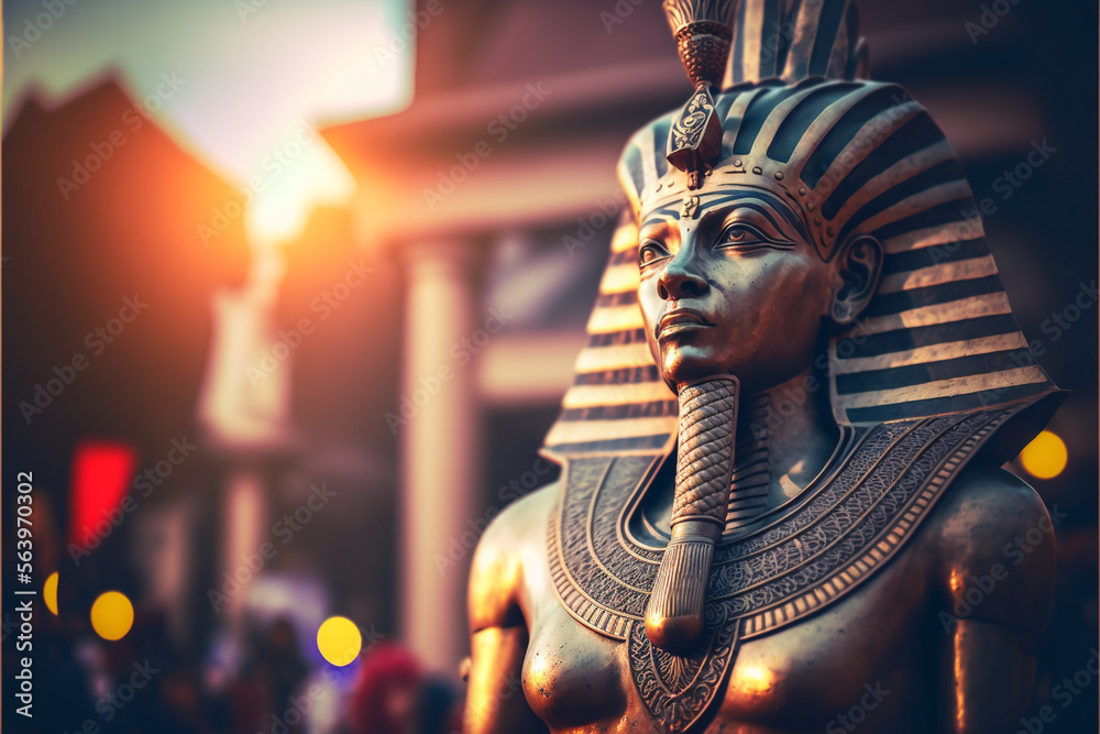 Pharaoh ruler statue illustration, ancient egyptian sculpture, ancient ...