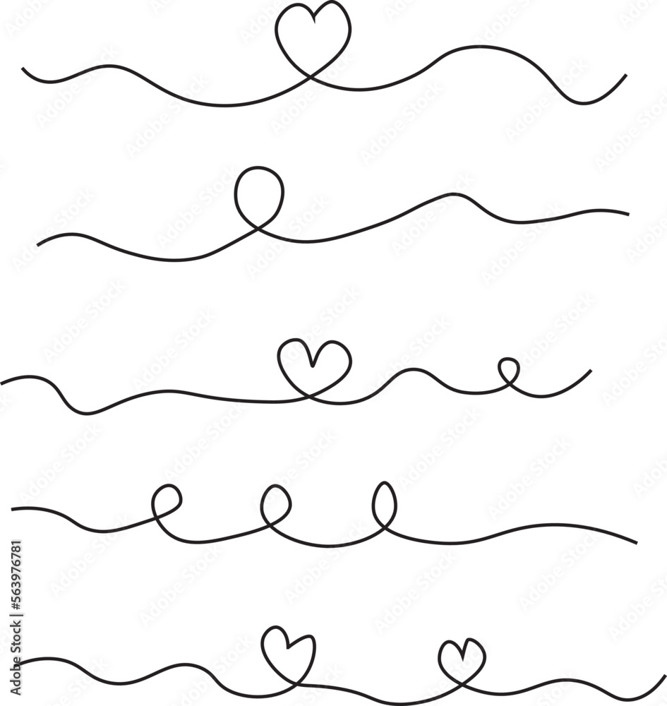 Heart doodle line set, looped line set, SVG Vector Stock Vector | Adobe ...