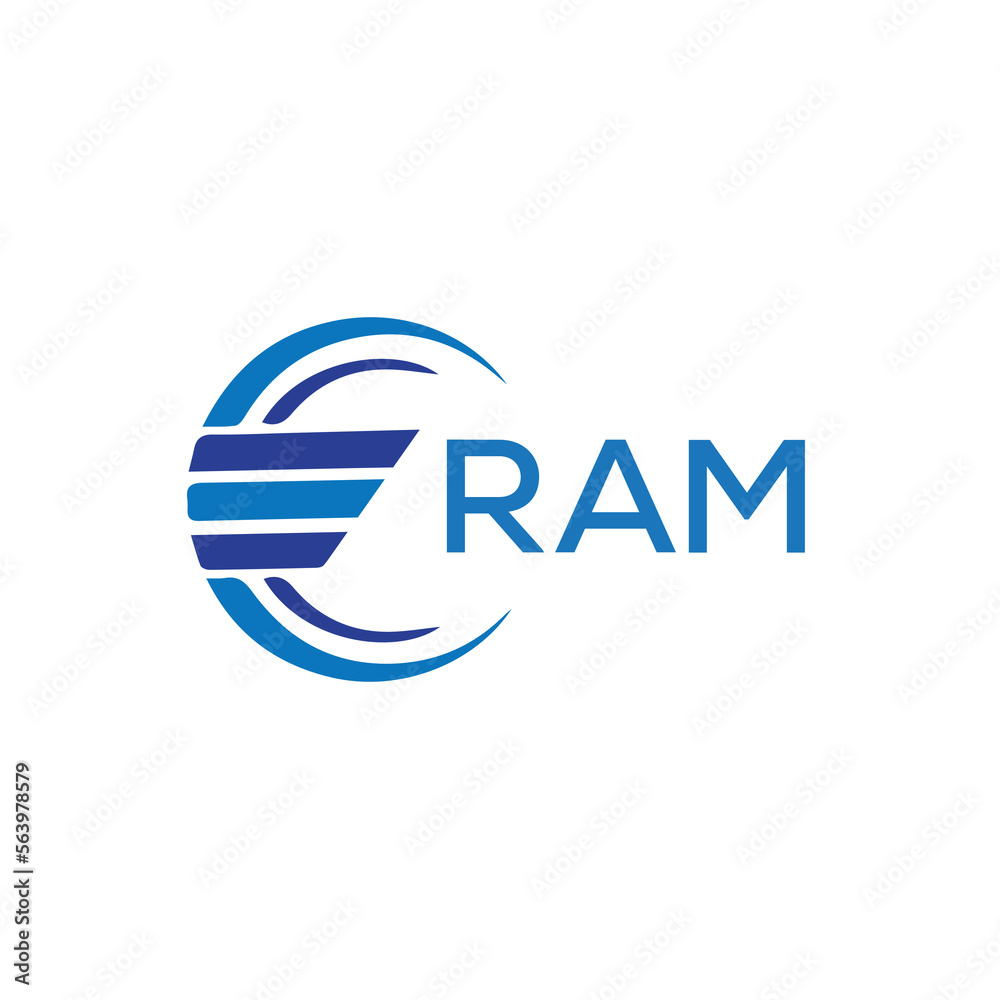RAM letter logo. RAM blue image on white background. RAM vector logo ...