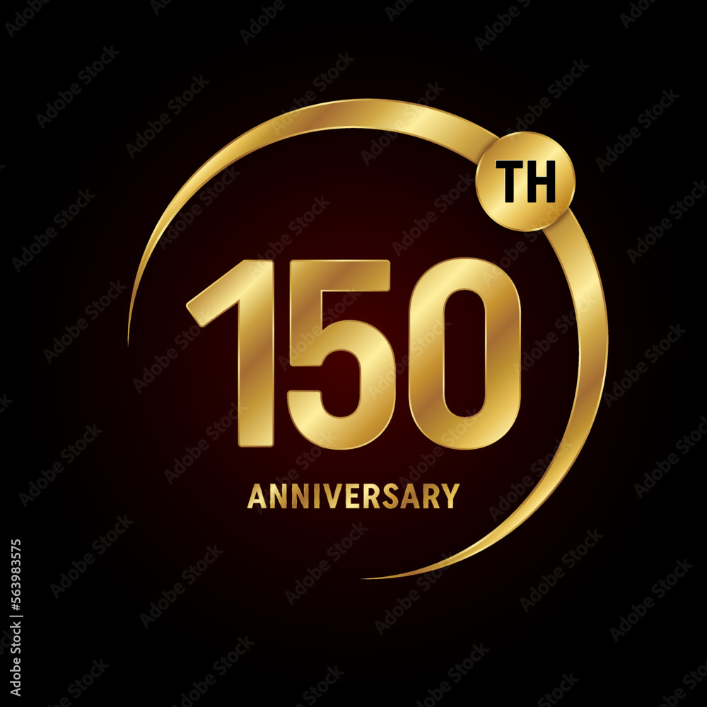 150th anniversary. Anniversary logo design concept with golden ring for ...