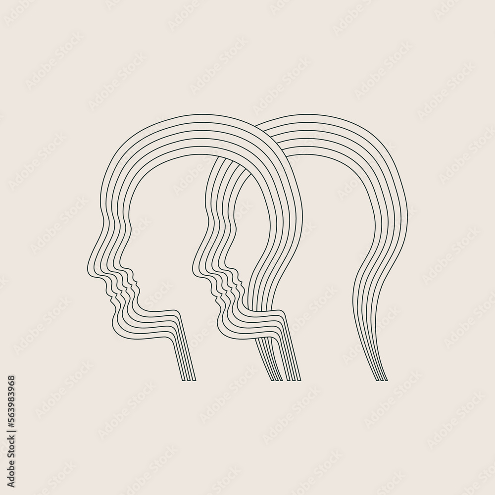 Two intertwined human heads. Concept of empathy and interpersonal ...