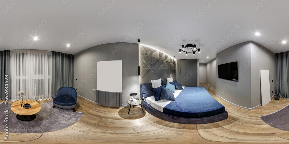 full seamless hdri 360 panorama in interior of guest living room hall ...