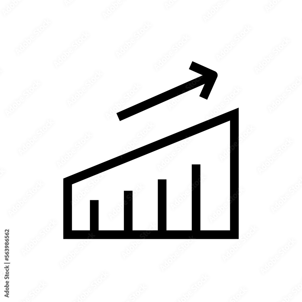Salary growth icon line isolated on white background. Black flat thin ...