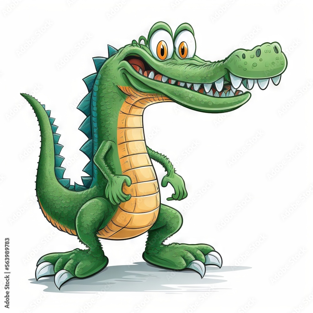 a cartoon alligator with a big smile on his face and a big smile on his ...
