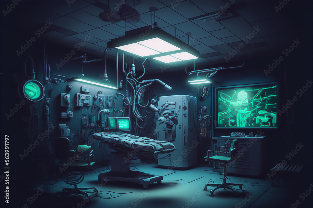 Gloomy Colors of a Night Operating Room is an eerie depiction of a ...