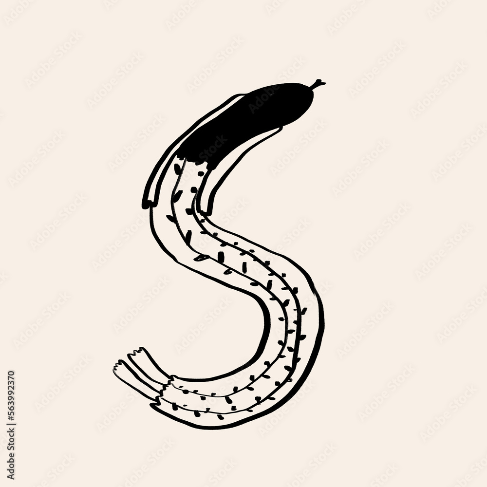 Simple ink font letter S with woman Stock Illustration | Adobe Stock