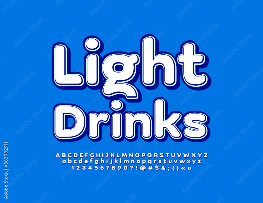 Vector Artistic Emblem Light Drinks. Bright Retro Font. Creative ...