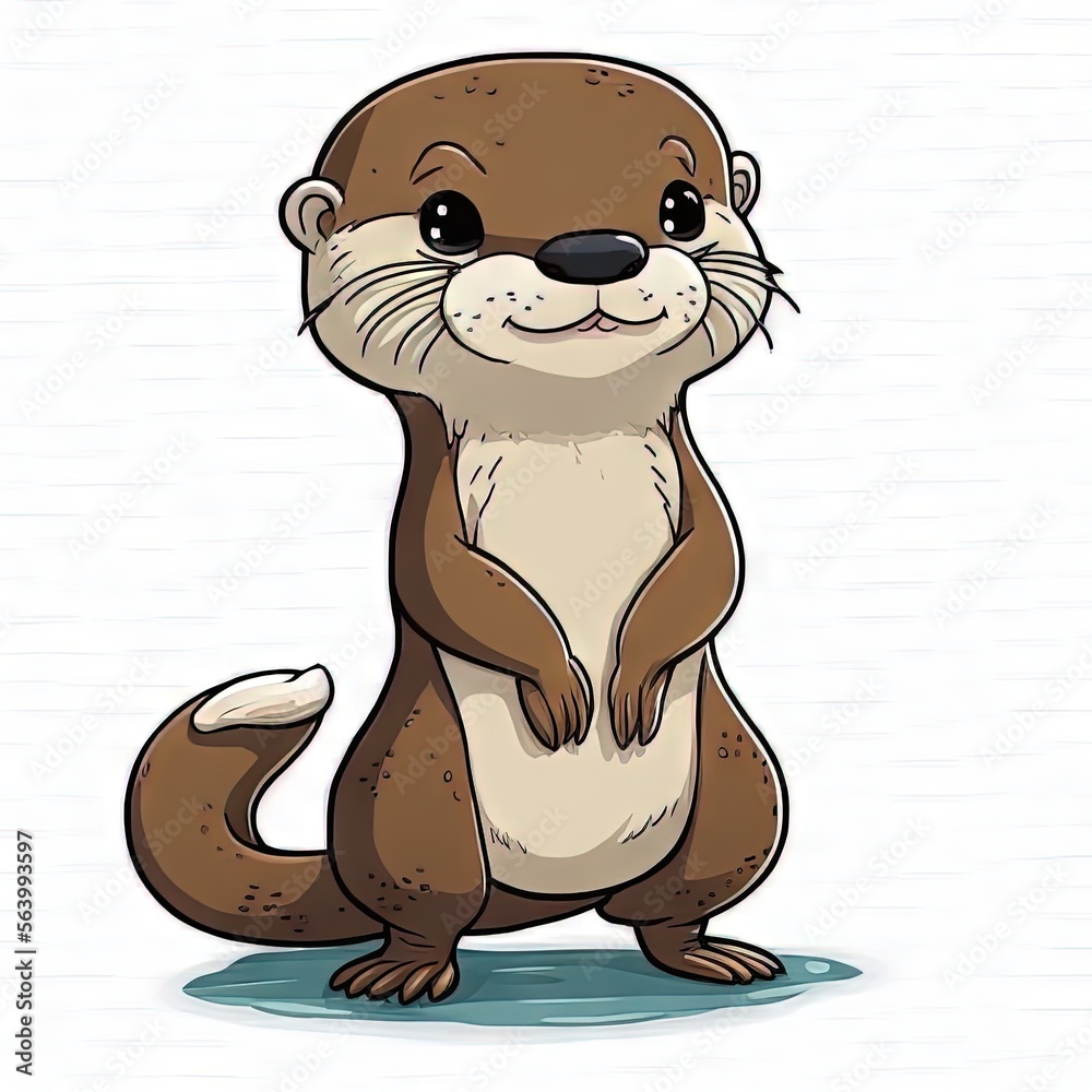 a cartoon otter standing upright with its paws on the ground and ...