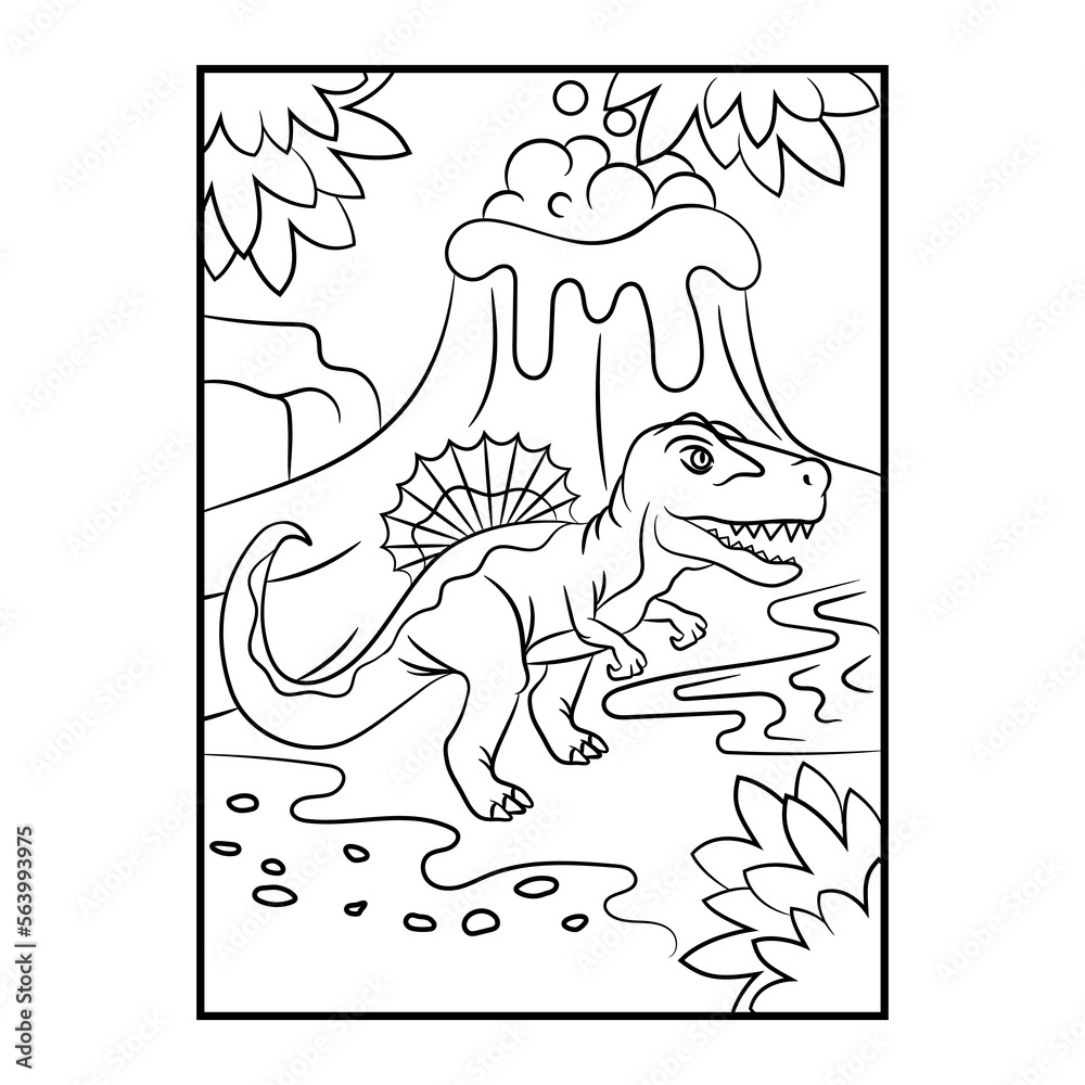 Dinosaur coloring page. Kids preschool activity coloring template Stock ...