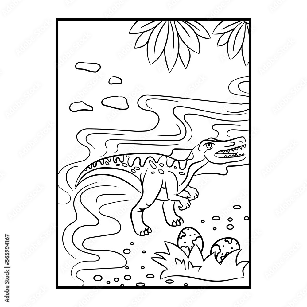 Dinosaur coloring page. Kids preschool activity coloring template Stock ...