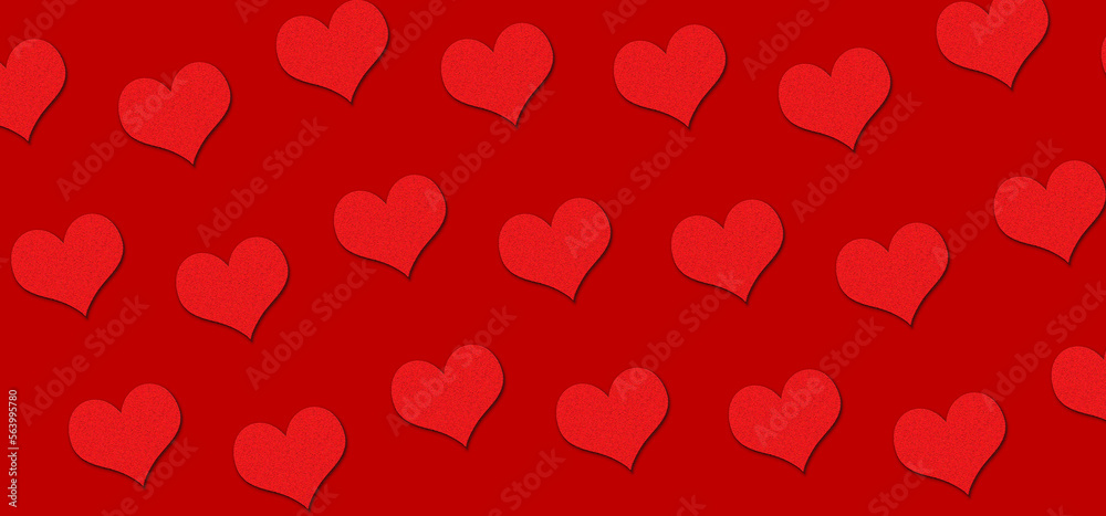 Fondo Rojo Y Patrón De Corazones Y Texto De Valentien´S Day , Concepto ...
