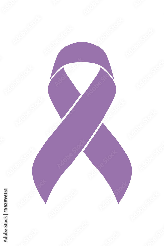 Vector graphic of all cancers ribbon on white background. Lavender ...