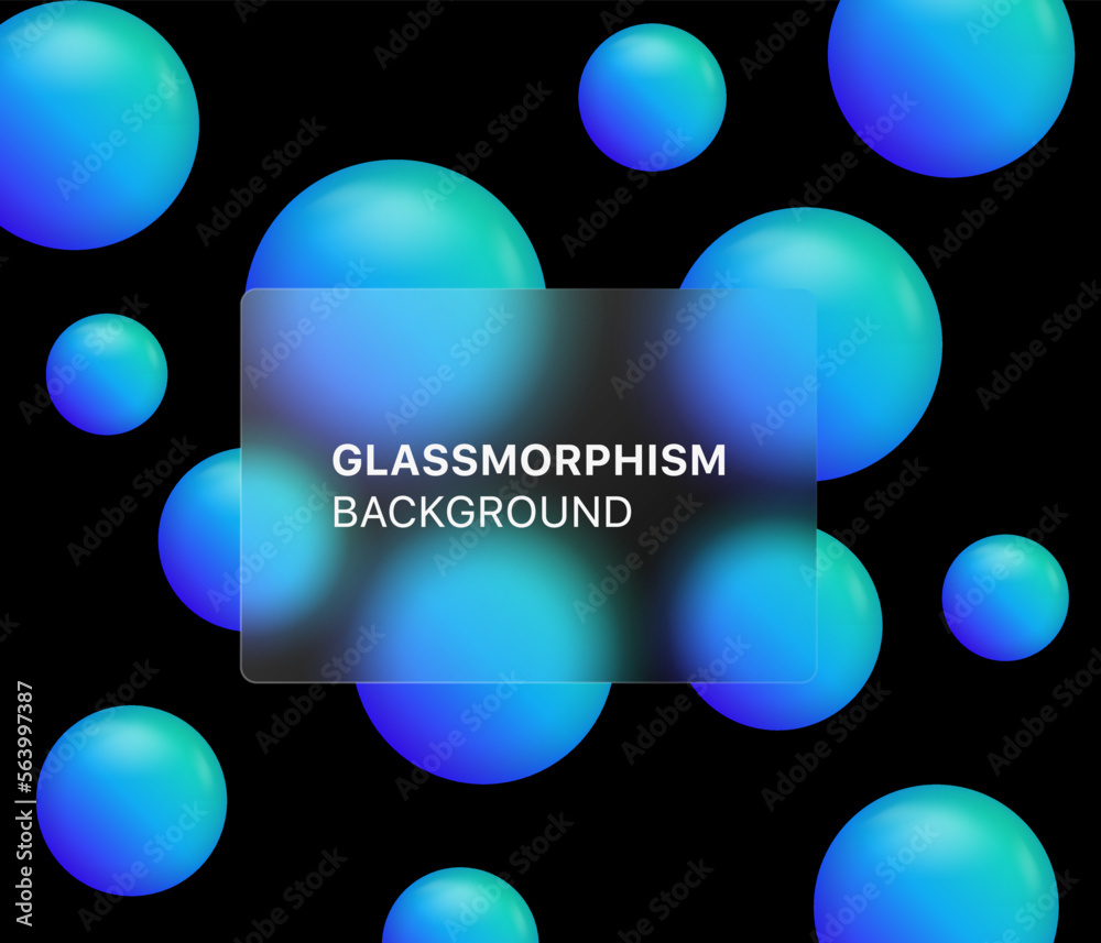glassmorphism background banner with transparent glass frame template ...