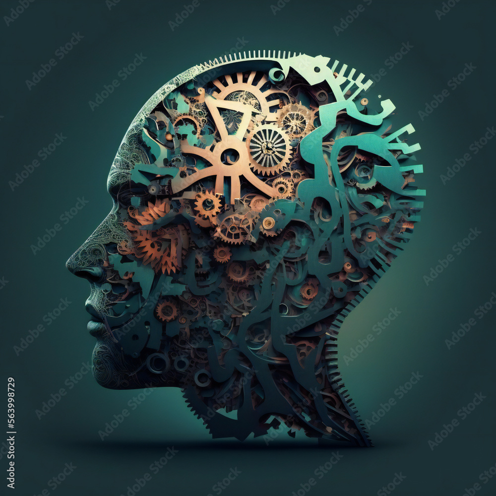Illustrated Human Brain Generative AI illustrations Stock Illustration ...