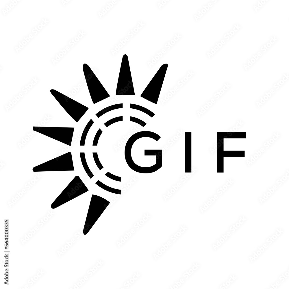 GIF letter logo. GIF image on white background and black letter. GIF ...