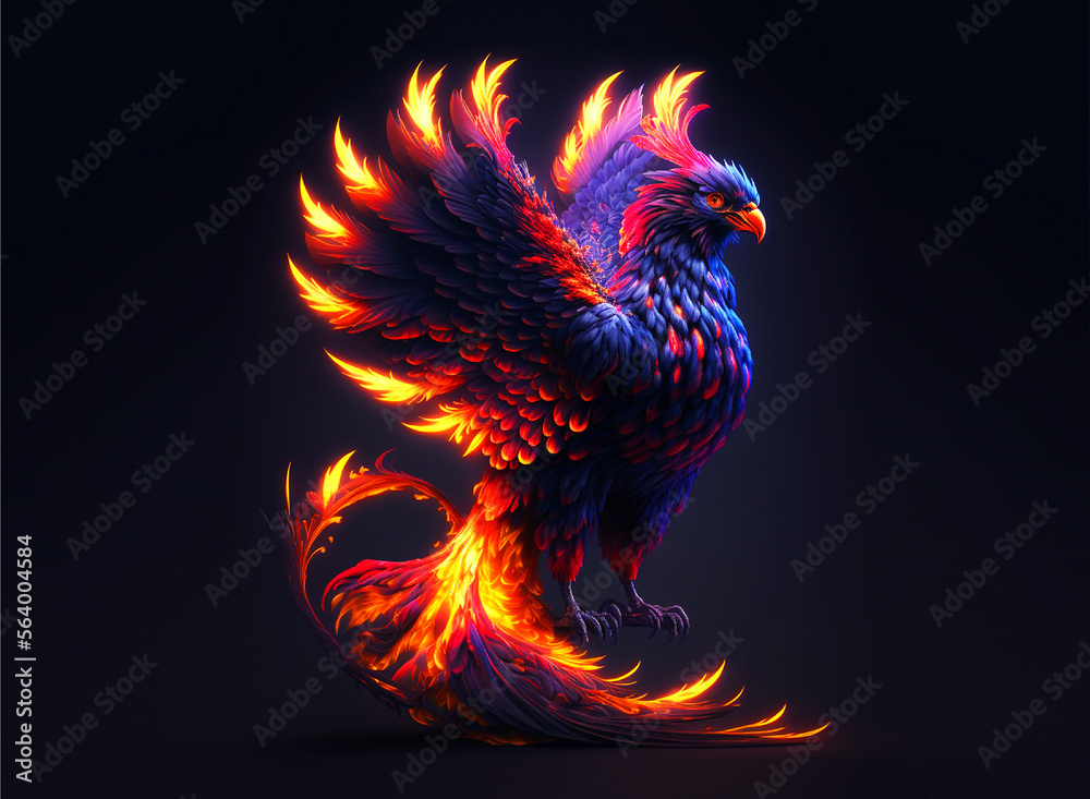luxury A flaming red eyed phoenix with a flaming body, wings and tail ...