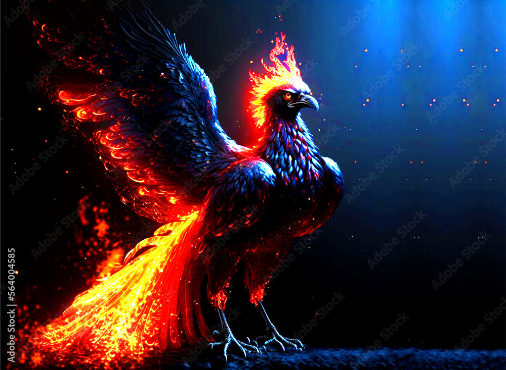 luxury A flaming red eyed phoenix fire with a flaming body, wings and ...