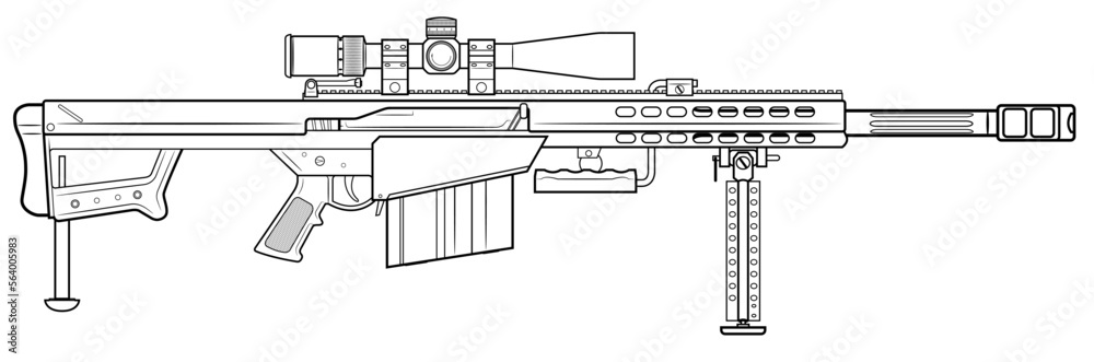 Vector illustration of the Barret M82 semi-automatic anti-materiel ...