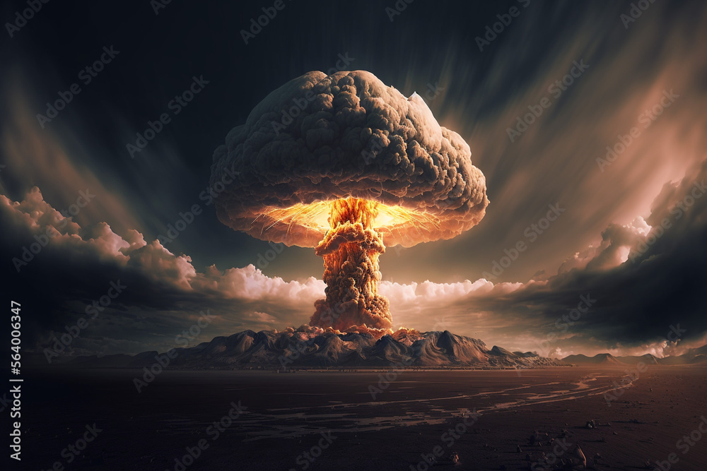 Nuclear blast and explosion. Generative AI illustration. Stock ...