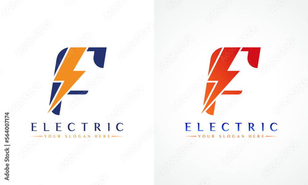 F Letter Logo With Lightning Thunder Bolt Vector Design. Electric Bolt ...
