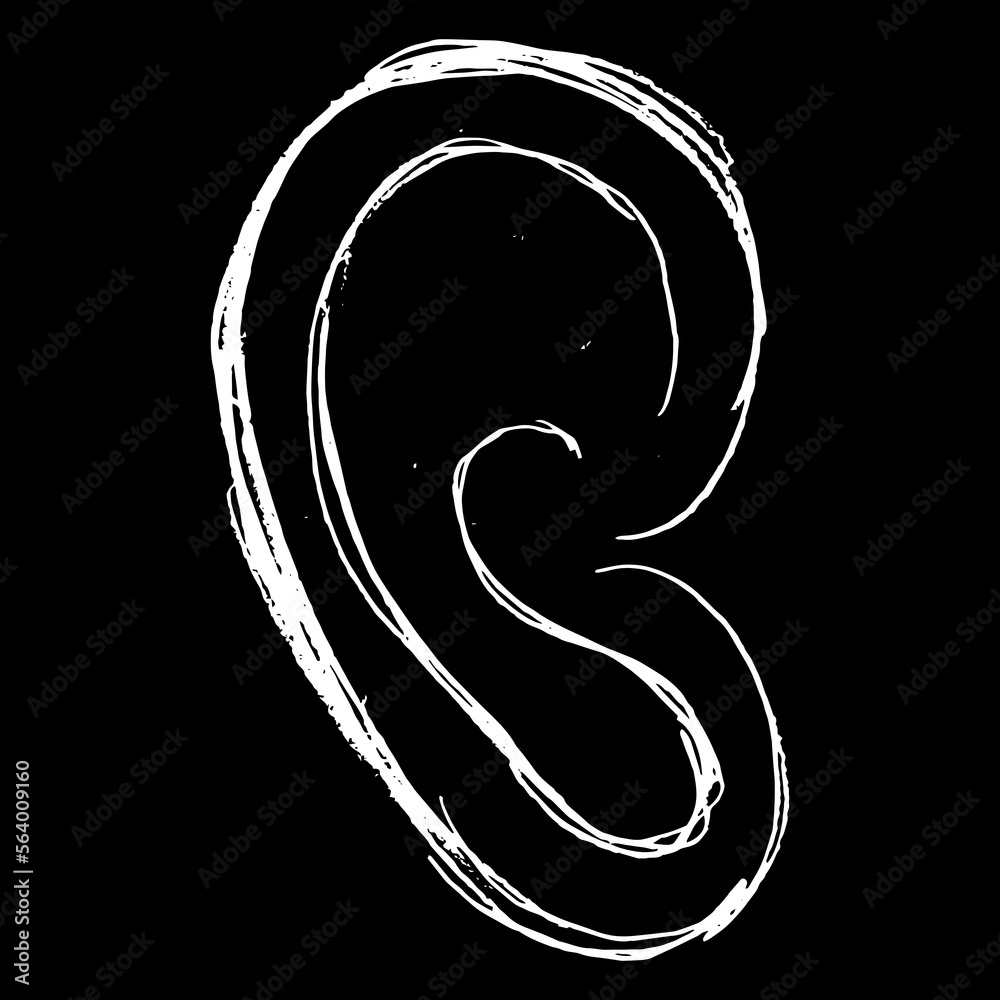Stylized human ear. Ancient Egyptian style. Hand drawn linear doodle ...