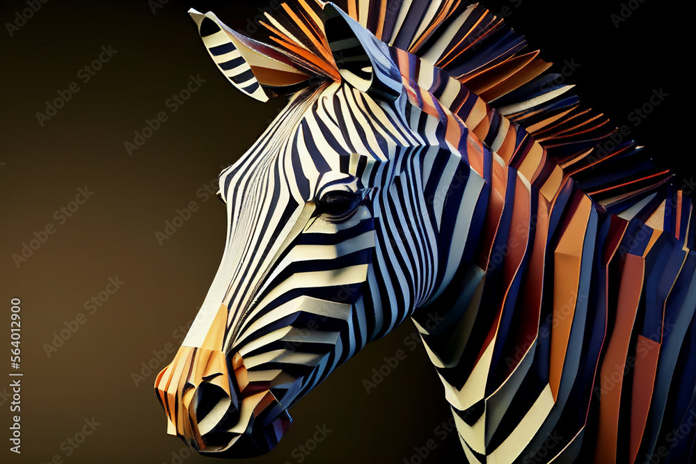 Geometric zebra head with the face in a polygon abstract pattern ...