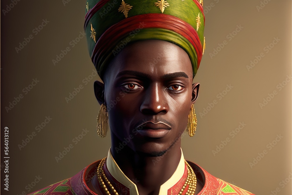 Beautiful male from Burundi in traditional clothes, created with ...