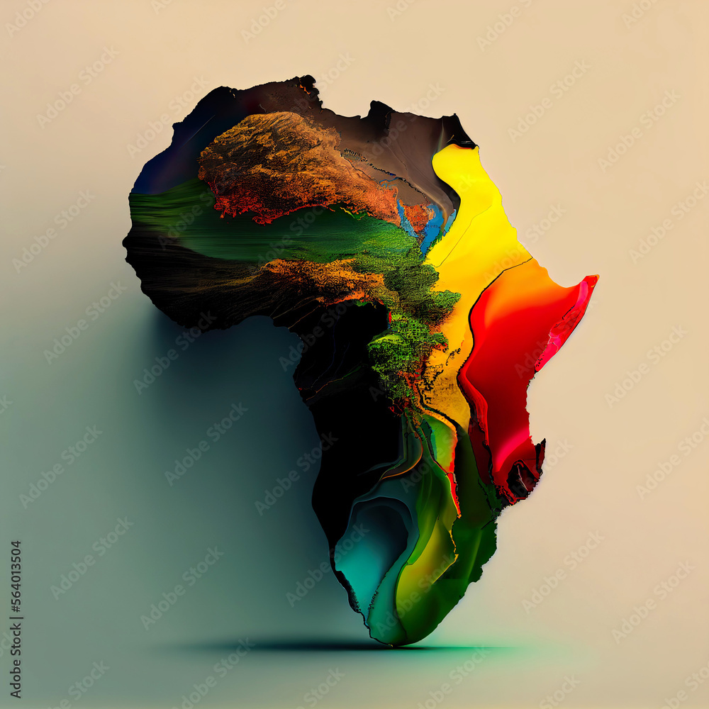 Black history month concept. African continent, Africa colored in red ...