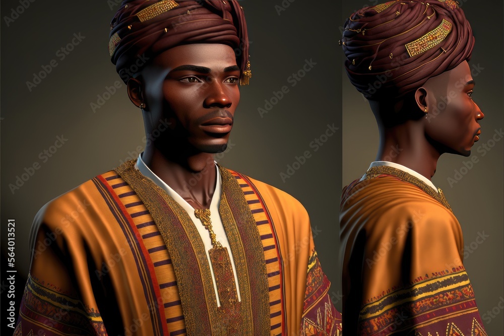 Beautiful male from Cameroon in traditional clothes, created with ...