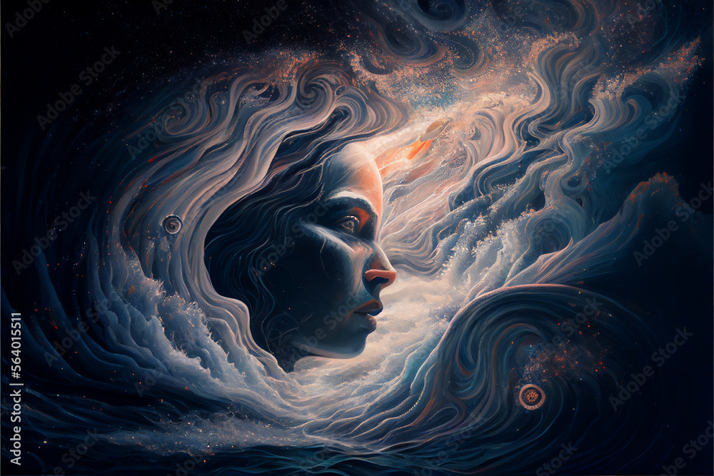 Generative AI illustration of a female face in the wind Stock Photo ...