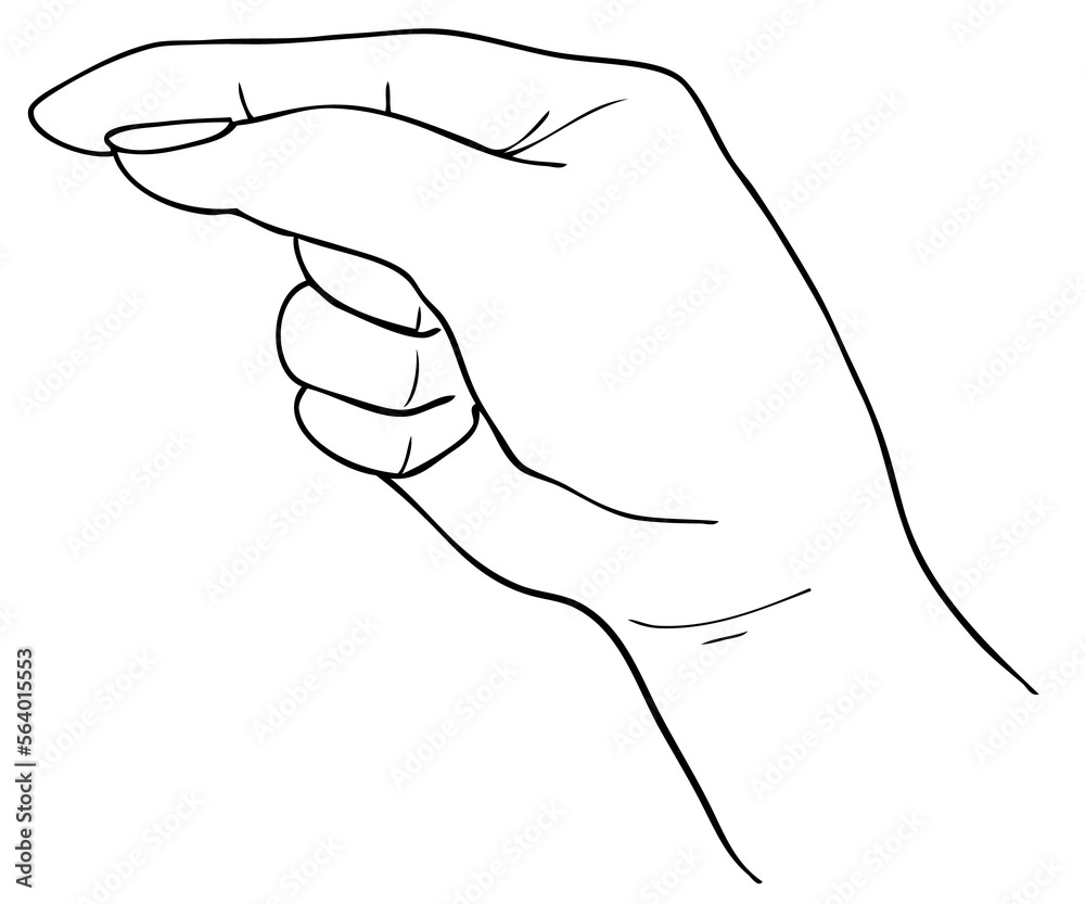 Hand Drawn Sketch of Finger Spelling The Alphabet Letter G in American ...