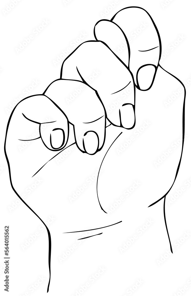 Hand Drawn Sketch of Finger Spelling The Alphabet Letter T in American ...