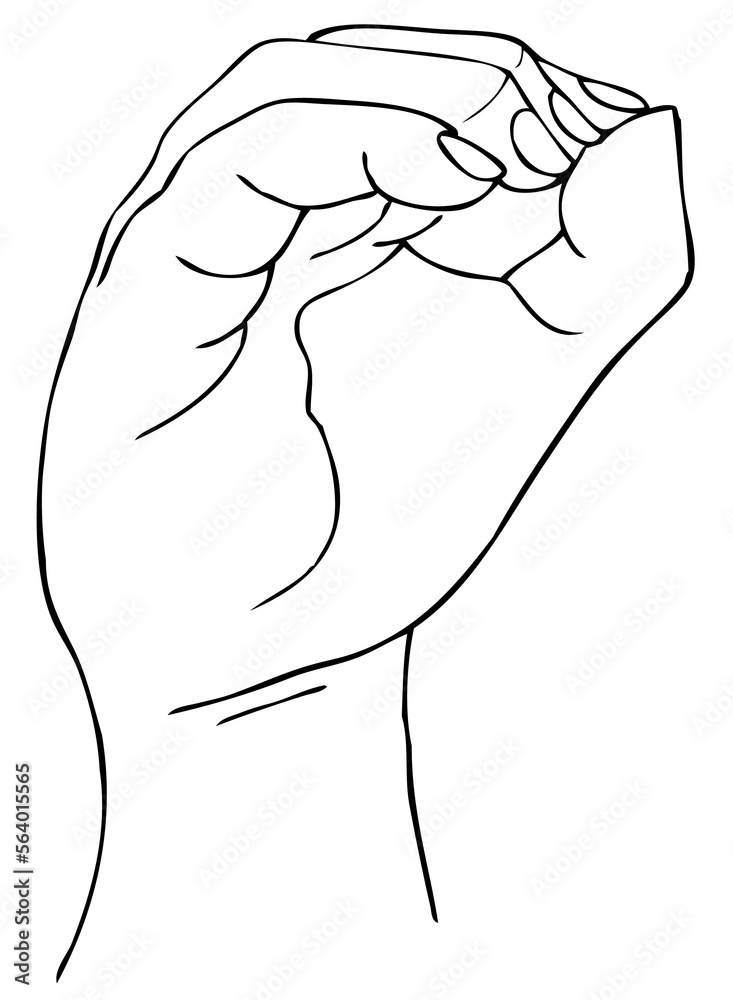 Hand Drawn Sketch of Finger Spelling The Alphabet Letter O in American ...