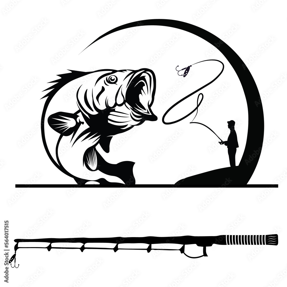 Ilustração do Stock: Fisherman catching fish SVG, fishing svg, fish ...