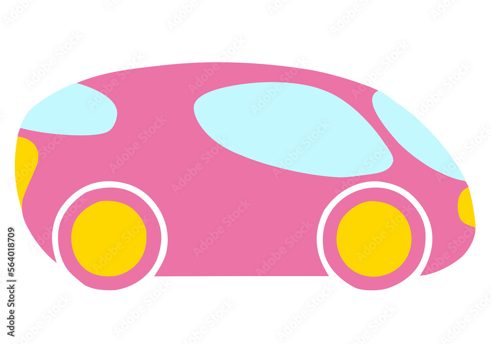 Modern pink minivan in doodle style. Hand Drawn. Freehand drawing ...