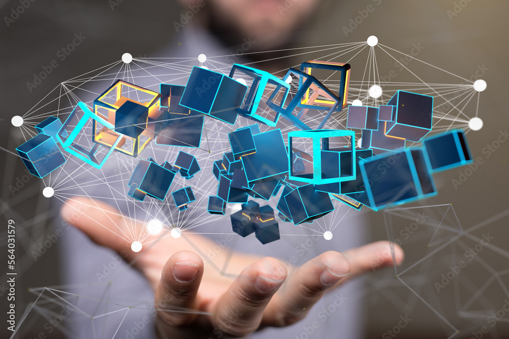 network holding in hand 3d connection data - connection Stock Photo ...