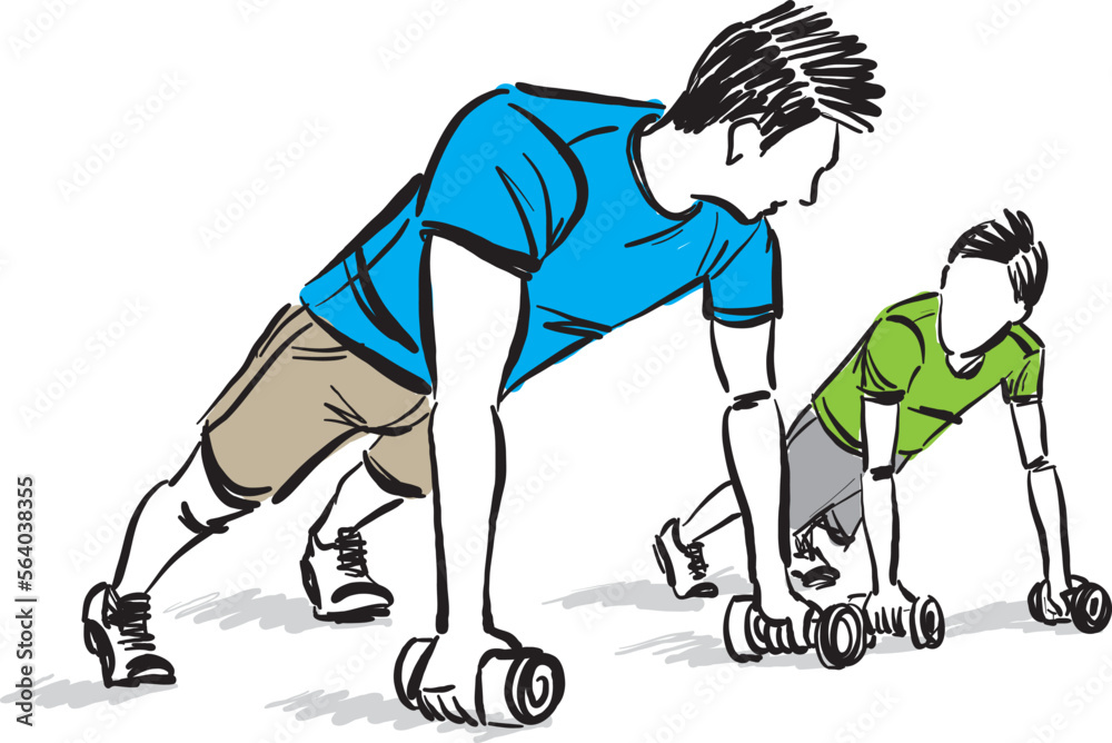 FITNESS MAN AND CHILD WORK OUT GYM VECTOR ILLUSTRATION Stock Vector ...